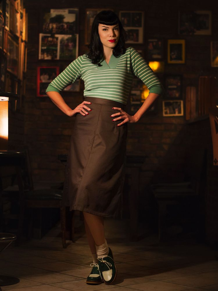 A line skirt - Coffee brown – Heyday Vintage Style