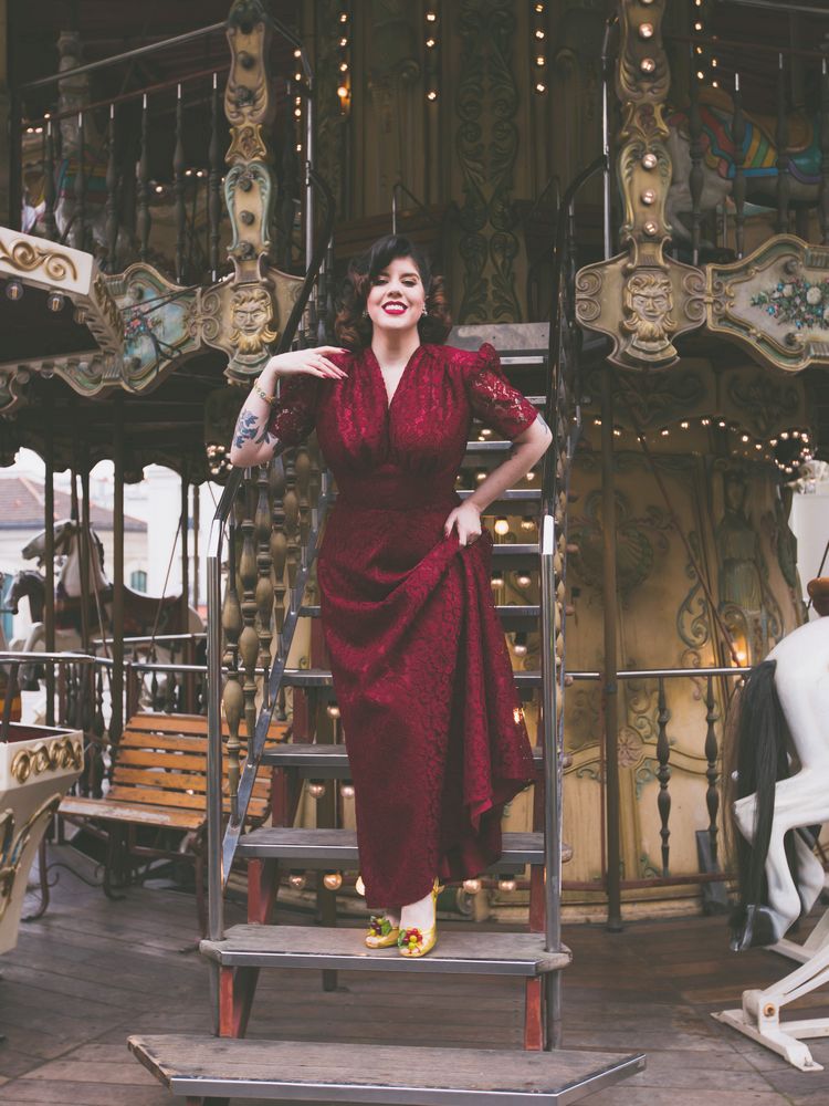 Mary Dress - Maroon lace – Heyday Vintage Style