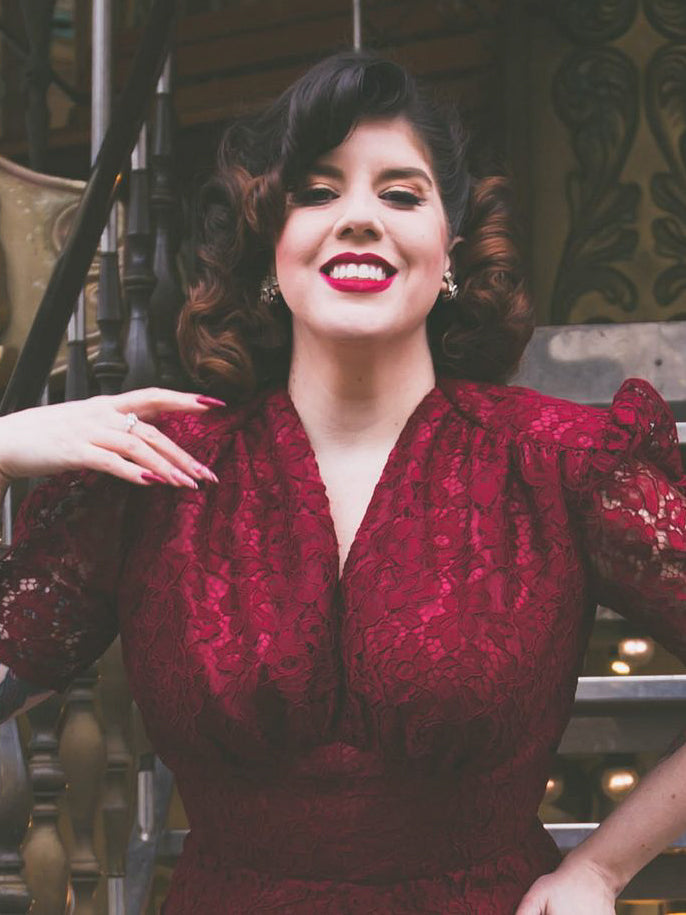 Mary Dress - Maroon lace – Heyday Vintage Style